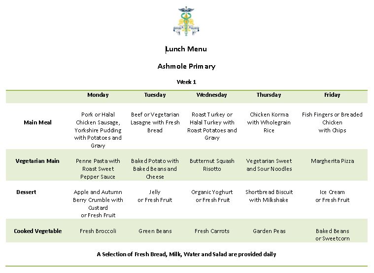 Ashmole Primary - School Meals